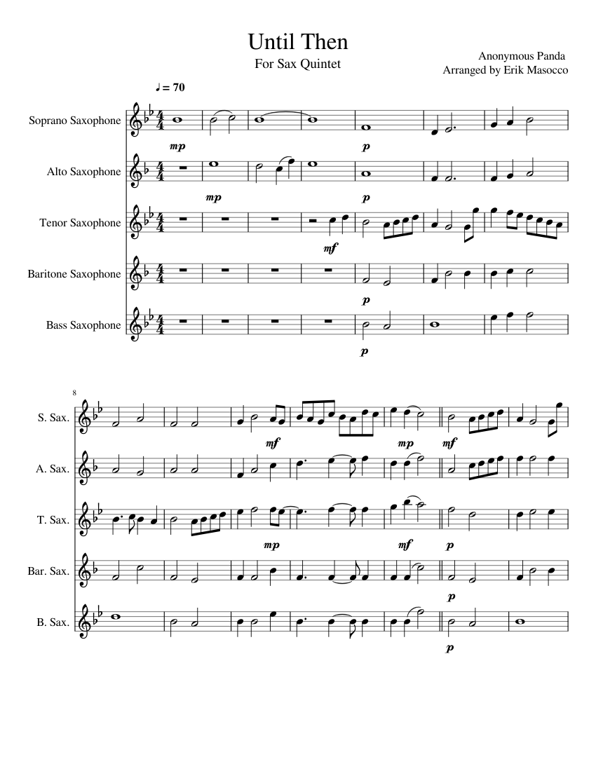 Until Then Sheet music for Saxophone alto, Saxophone tenor, Saxophone ...