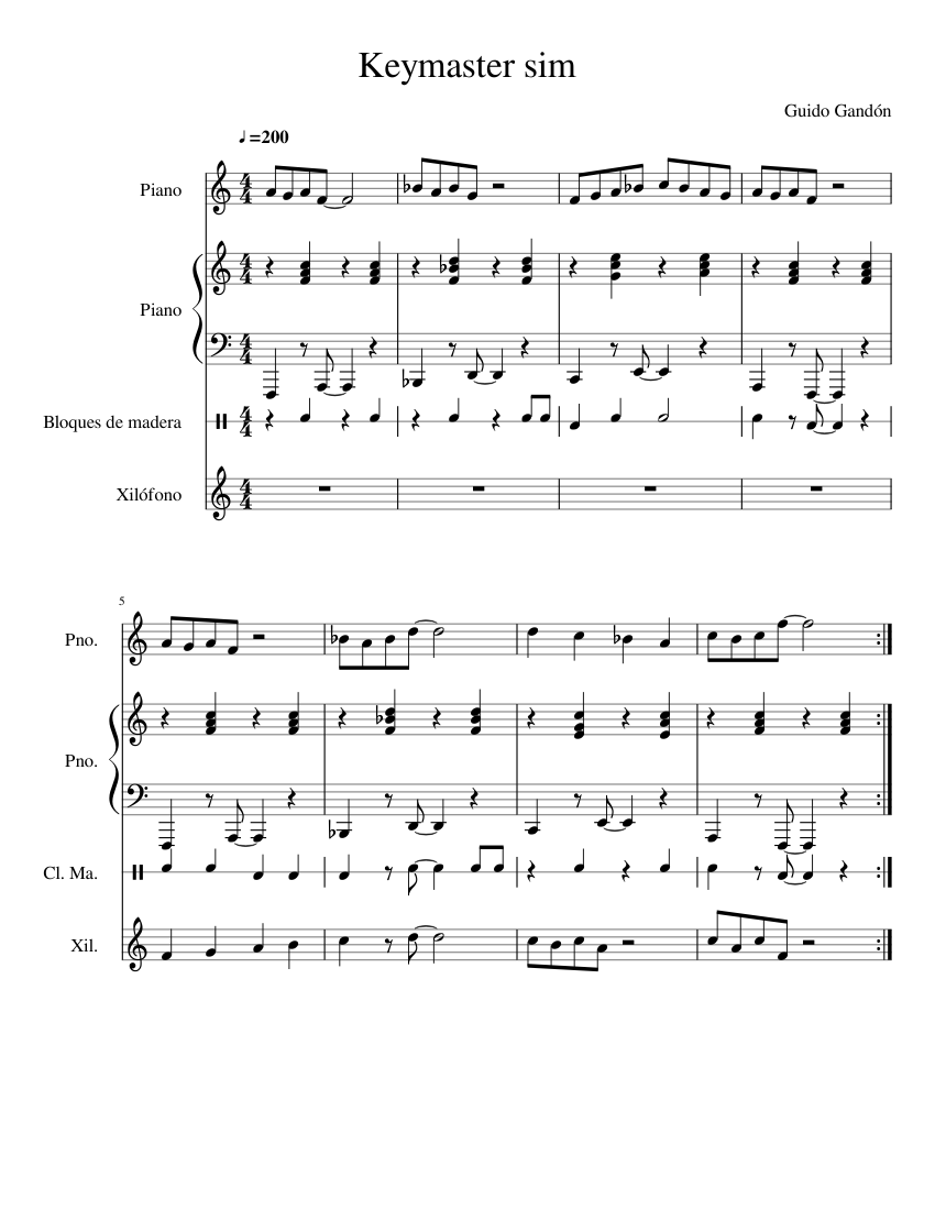 Keymaster sim Sheet music for Piano, Xylophone, Woodblock (Mixed ...