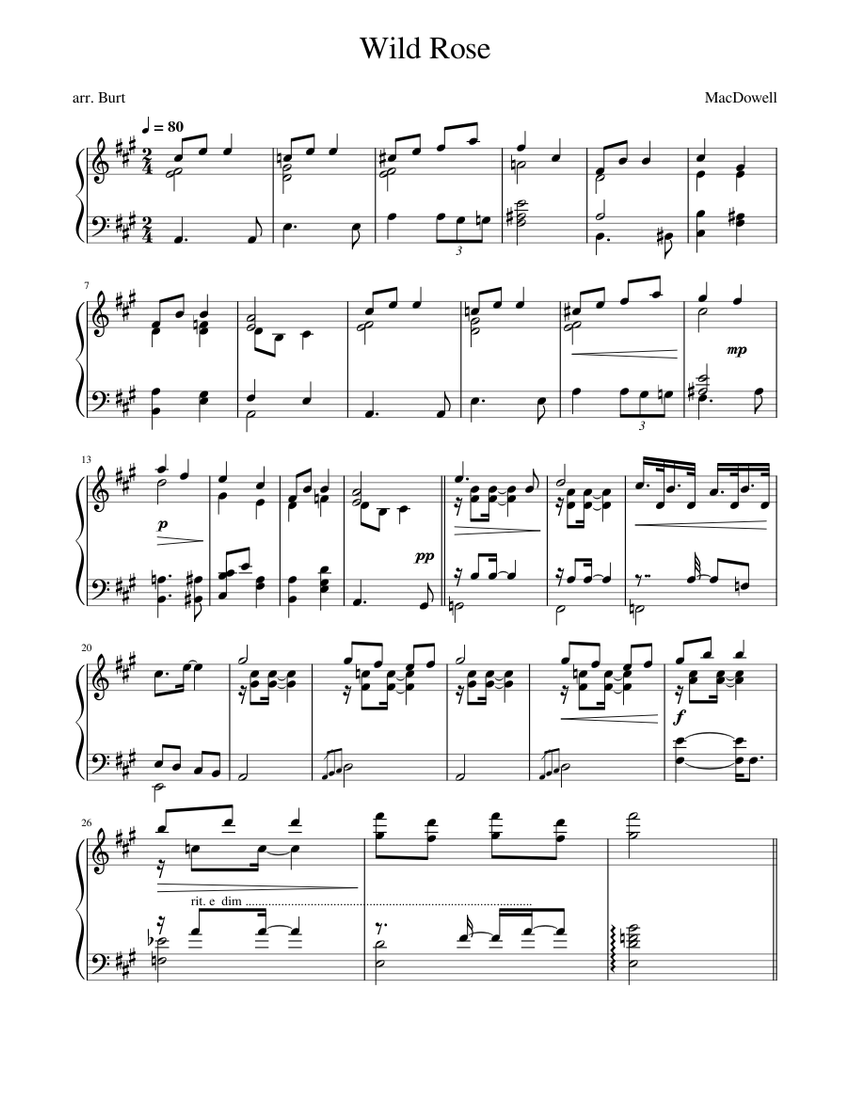 Wild_Rose Sheet music for Piano (Solo) Easy | Musescore.com