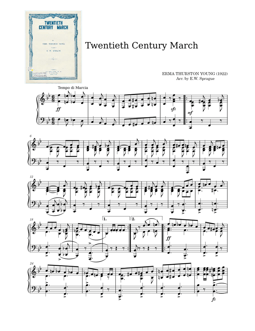 Twentieth Century March by Erma Thurston Young (1922) Sheet music for ...