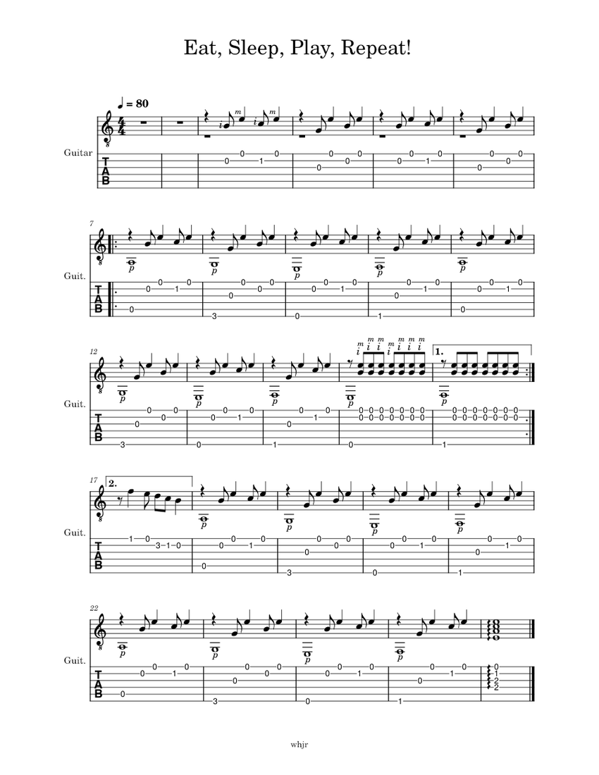 GTR62-M- Eat, Sleep, Play, Repeat! Sheet Music for Guitar (Solo ...