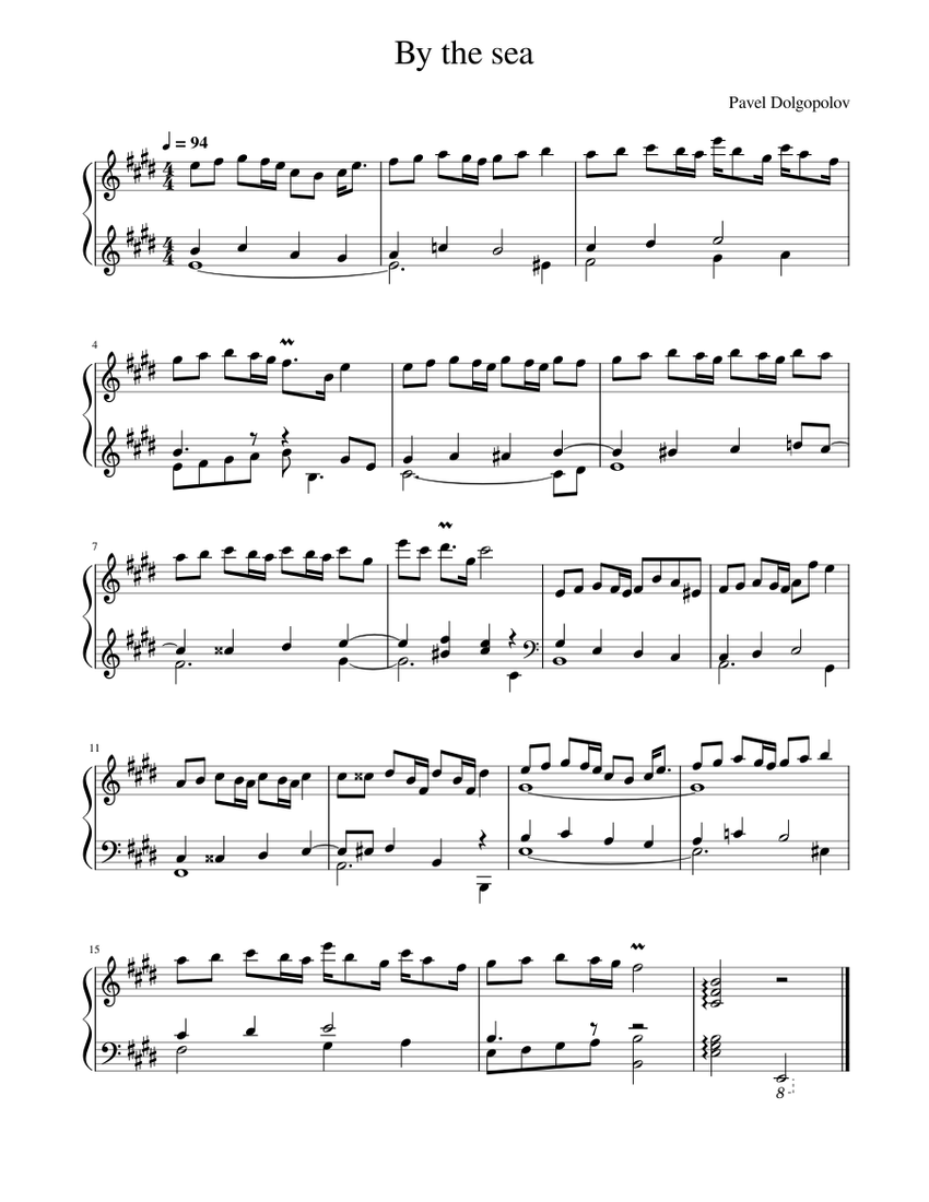 By the sea Sheet music for Piano (Solo) | Musescore.com
