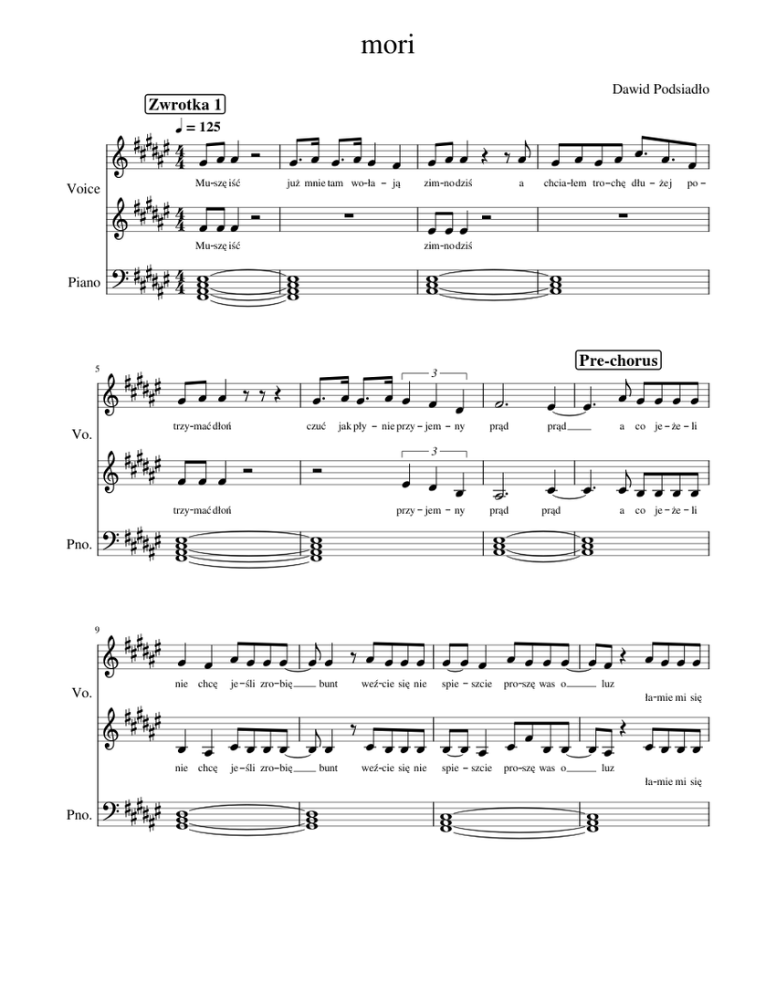 mori Sheet music for Piano, Vocals (Piano-Voice) | Musescore.com