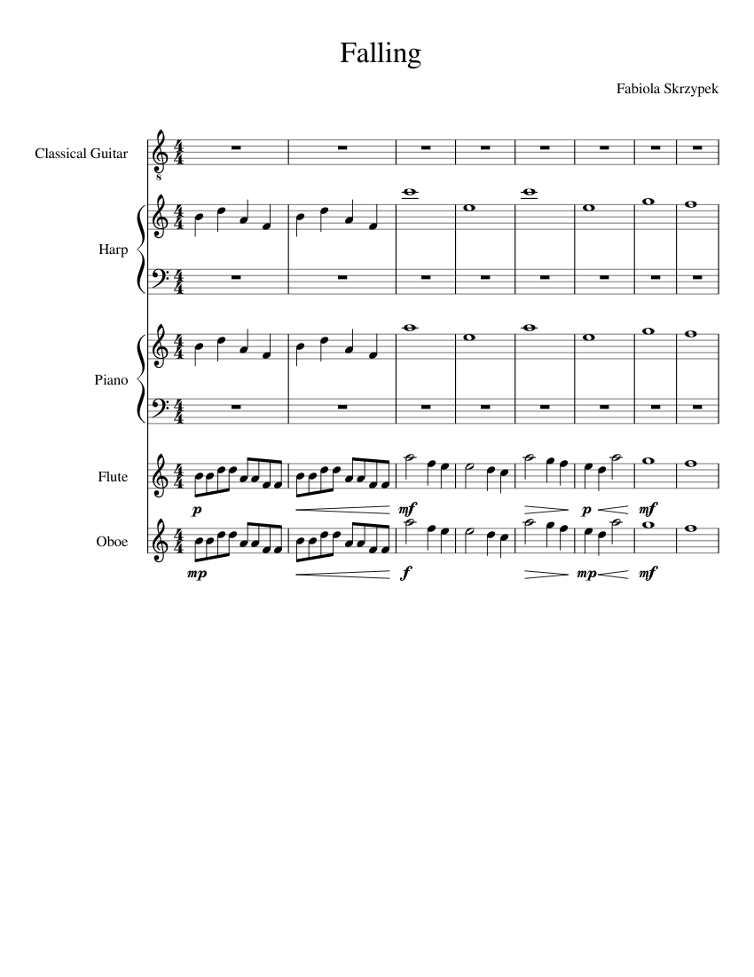 Falling Sheet music for Piano, Flute, Oboe, Guitar & more instruments ...