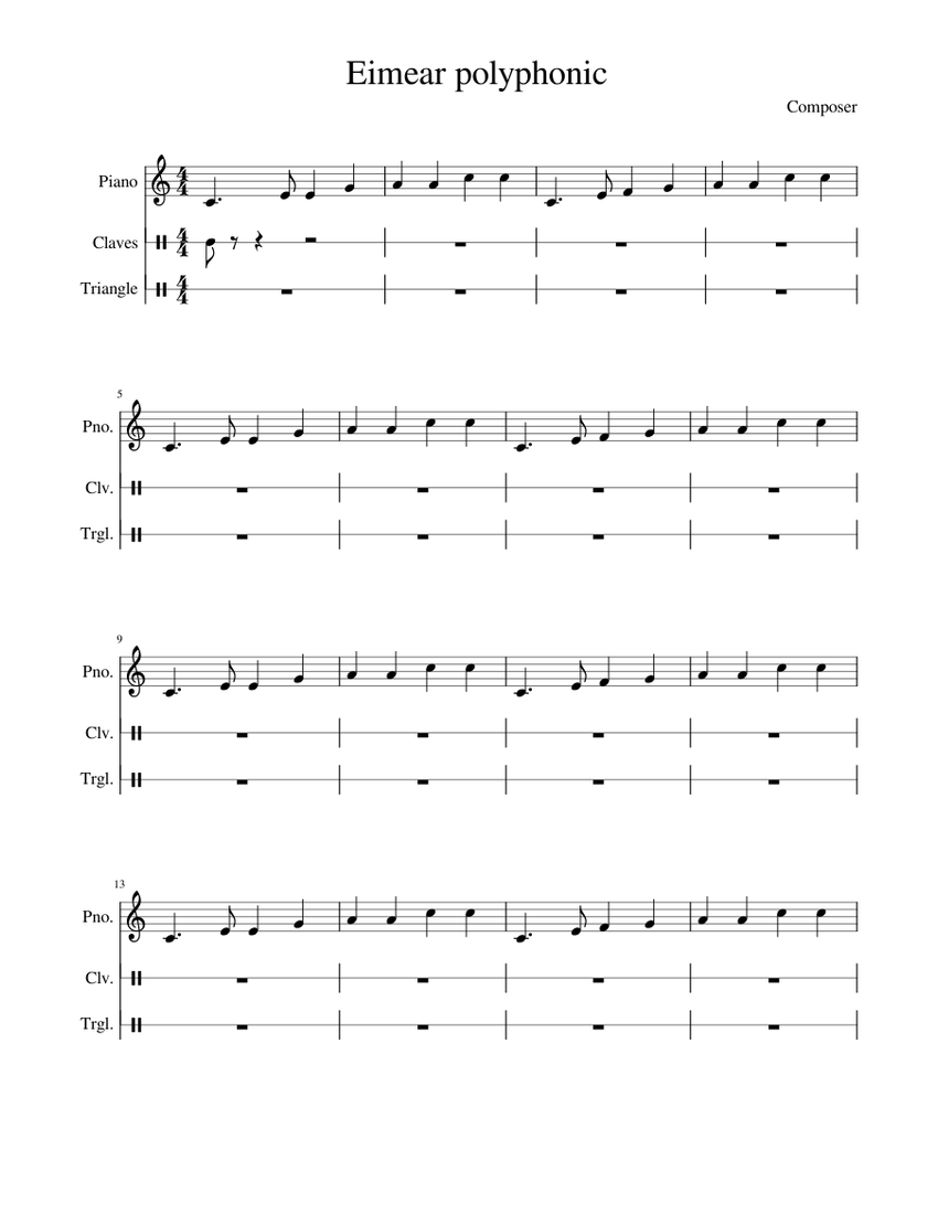 Eimear_polyphonic Sheet music for Piano, Triangle, Claves (Mixed Trio ...