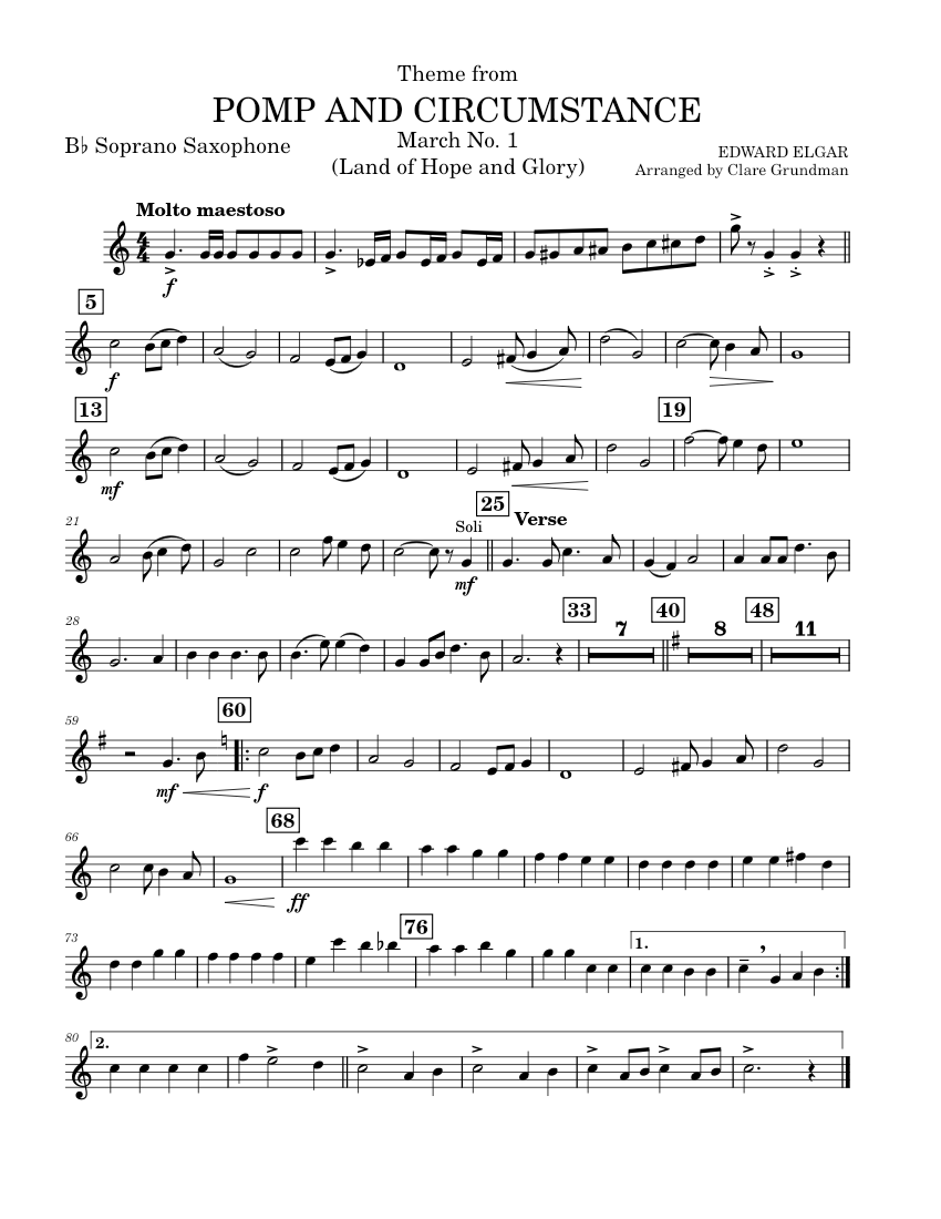 Theme from Pomp and Circumstance – arr. by Clare Grundman (custom ...
