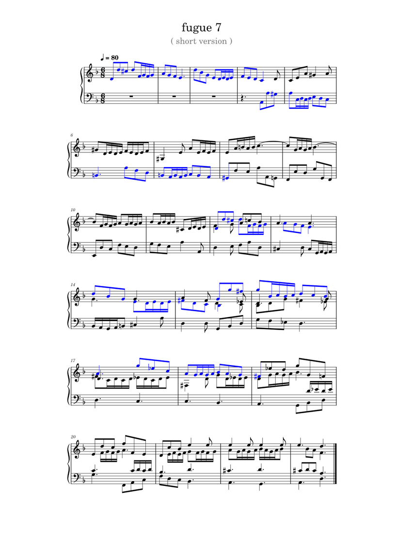 fugue 7 (short version) Sheet music for Piano (Solo) Easy | Musescore.com