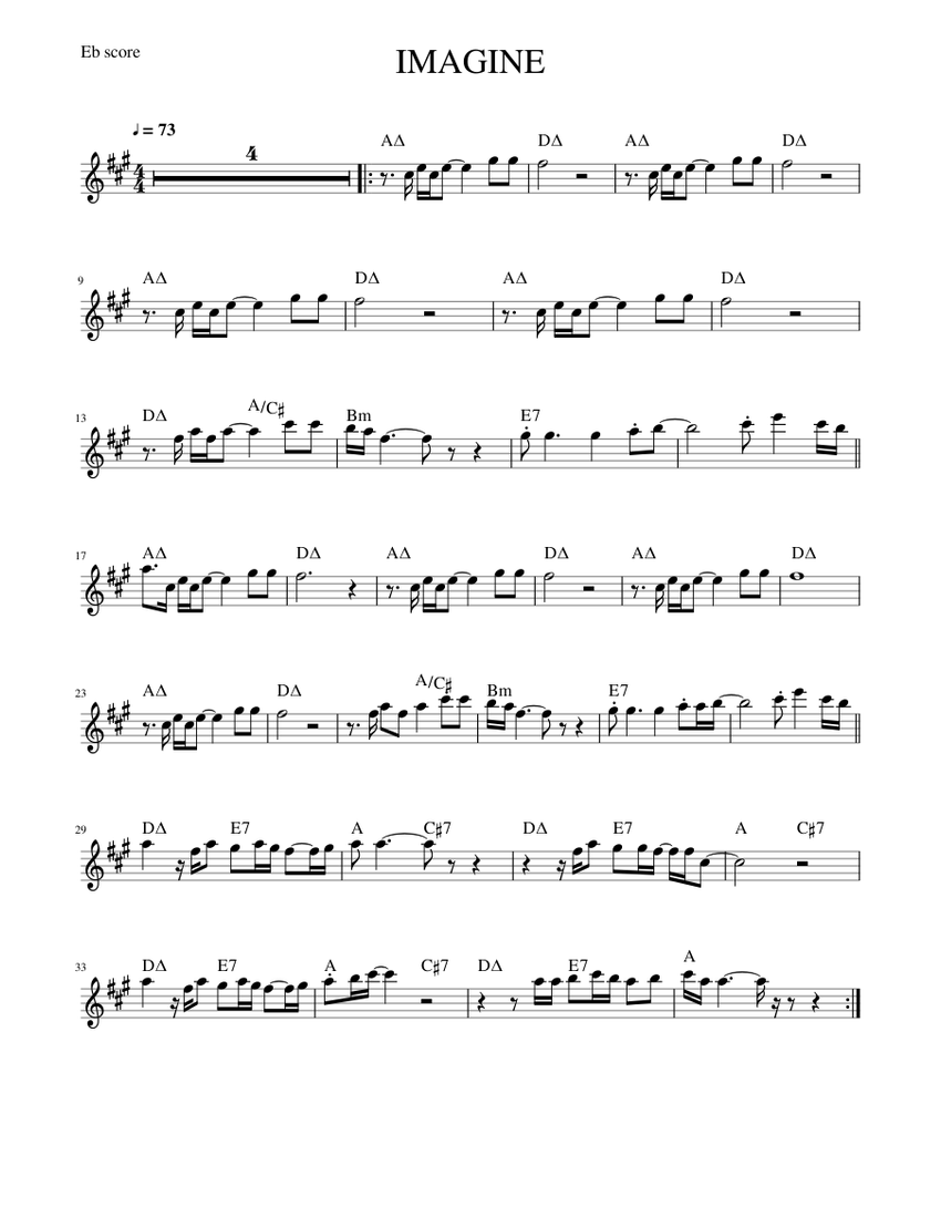 Imagine - Alto Sax Sheet Music with Chords for Saxophone alto (Solo ...