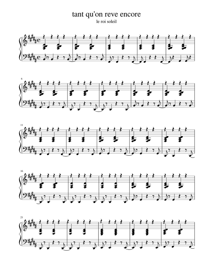 tant qu'on reve encore Sheet music for Piano (Solo) | Musescore.com