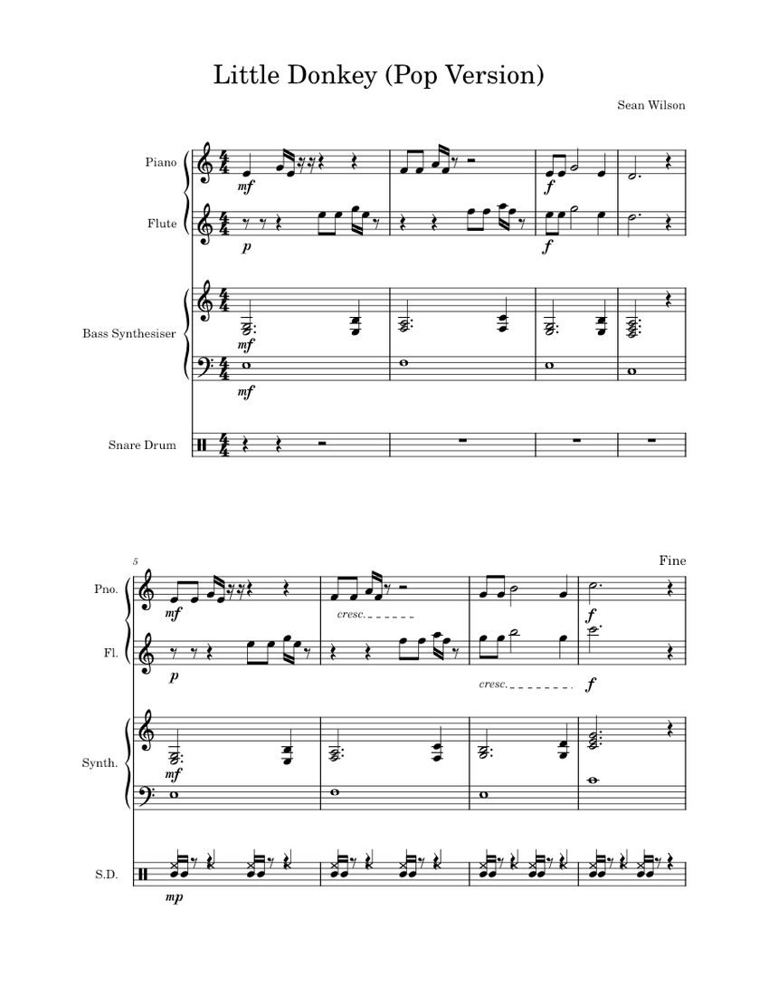 Little Donkey – Anonymous Little Donkey (Pop Version)- Remastered Sheet ...