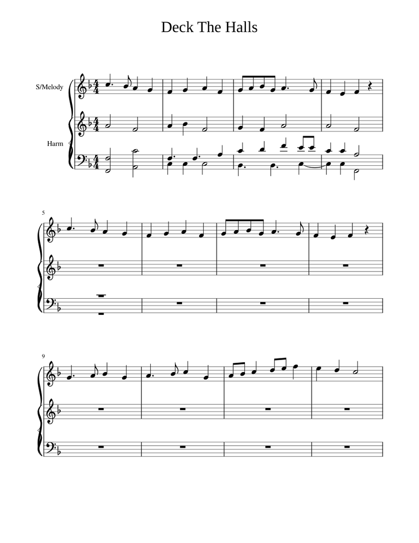 Deck the halls Sheet Music for Piano (Piano Duo) | MuseScore.com