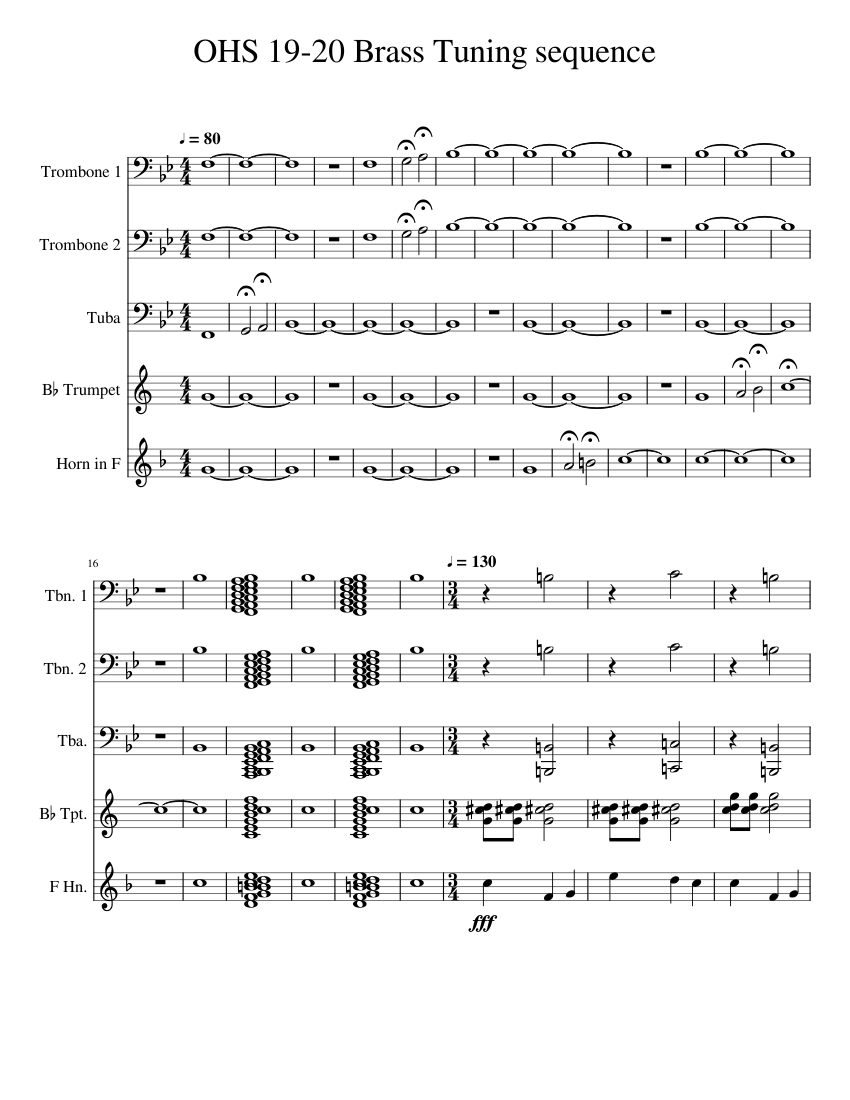 ohs Brass Tuning sequence Sheet music for Trombone, Tuba, Trumpet in b ...