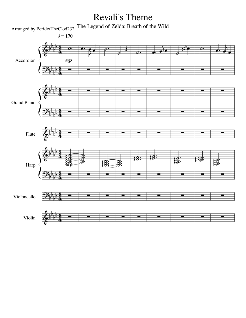 Revali's Theme Sheet Music for Piano, Accordion, Flute, Violin & more instruments (Piano Sextet ...