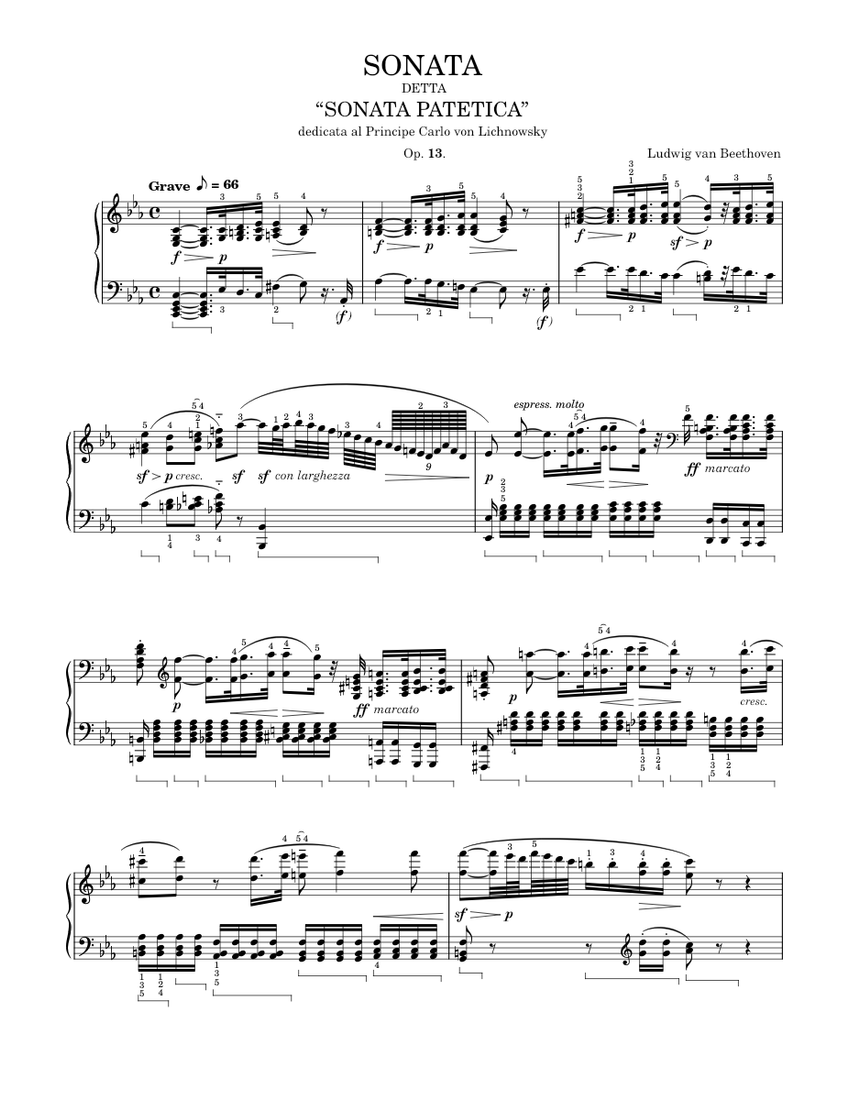 Sonata No.8 In C Minor, Op.13 "Pathetique" – Ludwig Van Beethoven Sheet ...