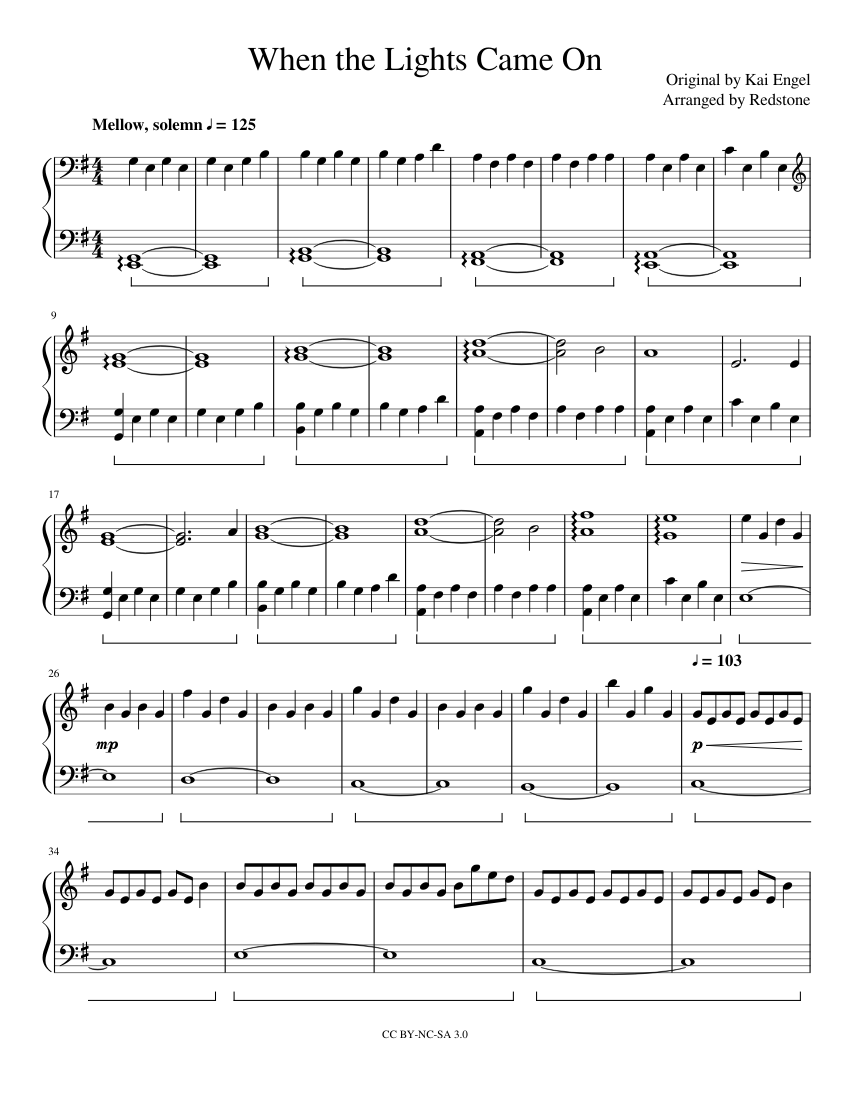 Kai Engel - When the Lights Came On Sheet Music for Piano (Solo) Easy ...