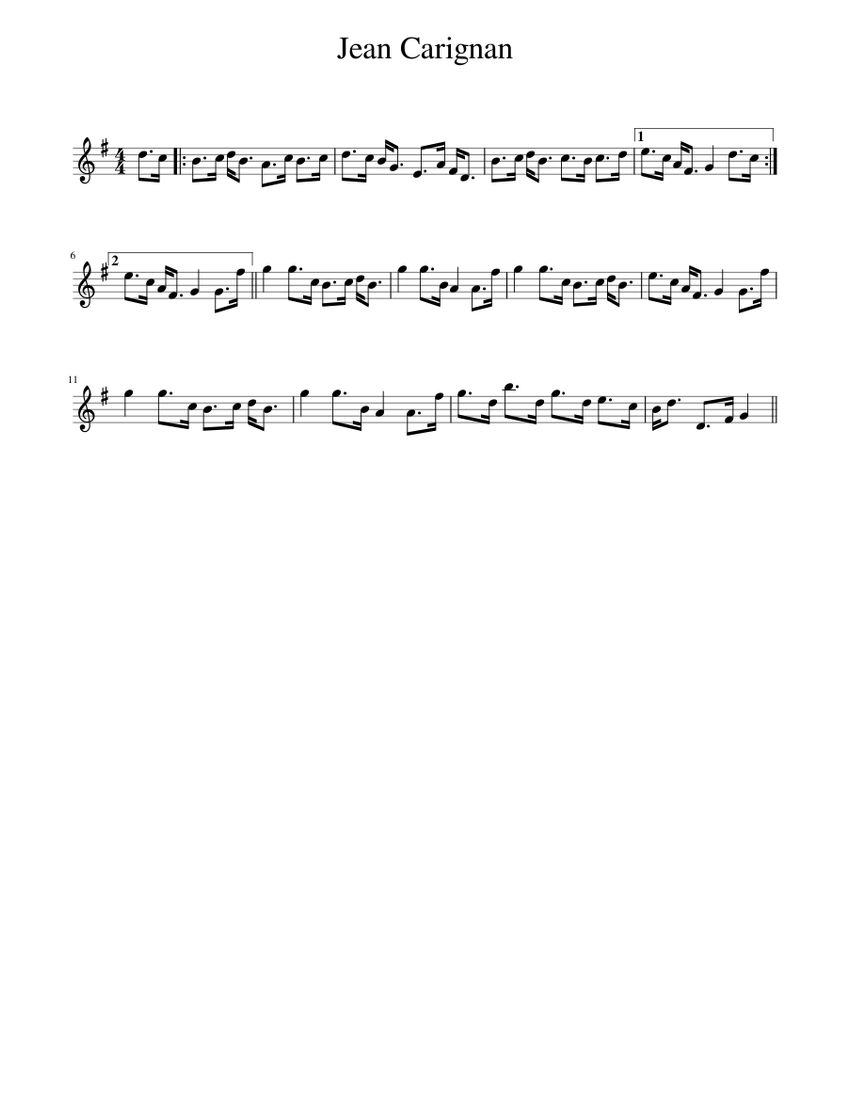 Jean Carignan Sheet music for Piano (Solo) Easy | Musescore.com