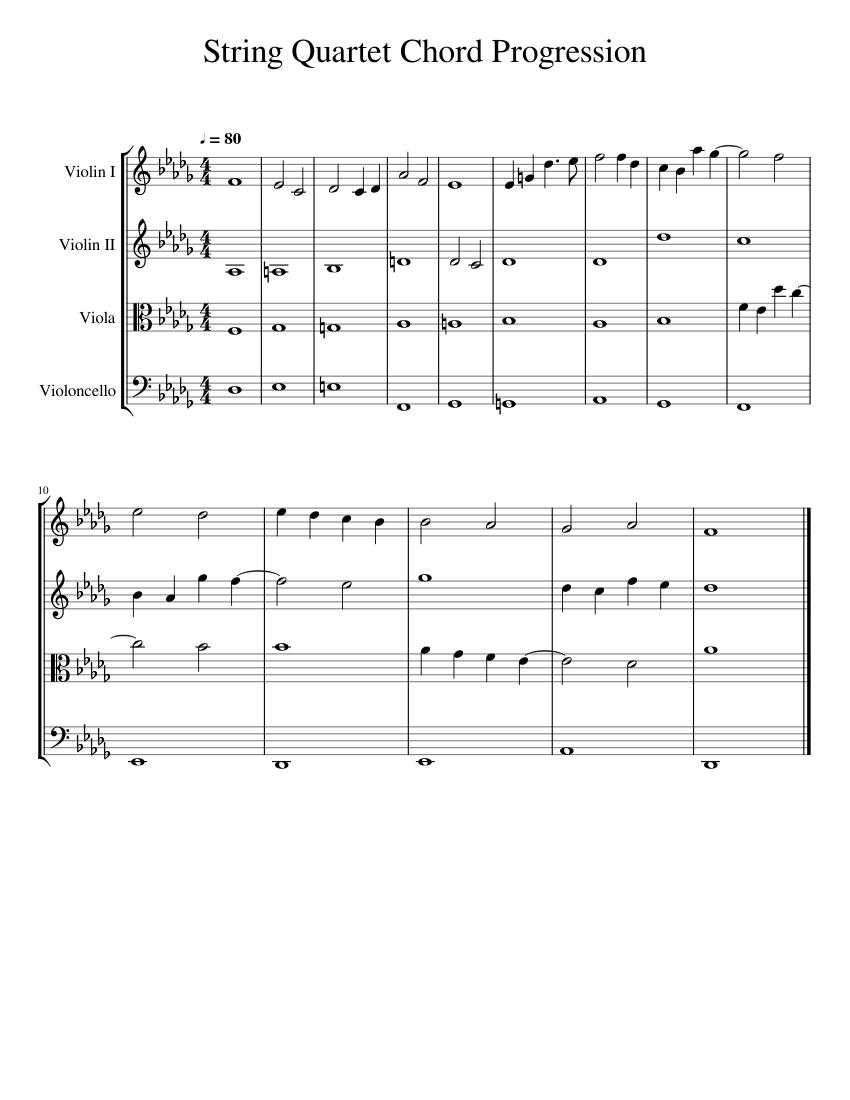 String_Quartet_Chord_Progression Sheet Music for Violin, Viola, Cello ...