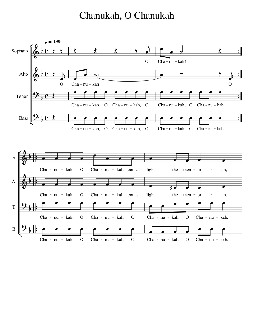 Chanukah oh Chanukah Chanukah O Chanukah New Version with Lyrics Sheet ...