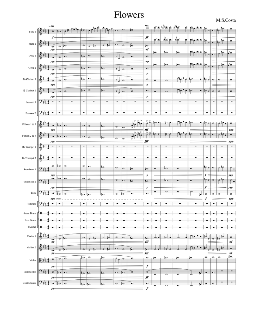 Flowers Sheet music for Trombone, Tuba, Flute, Oboe & more instruments ...