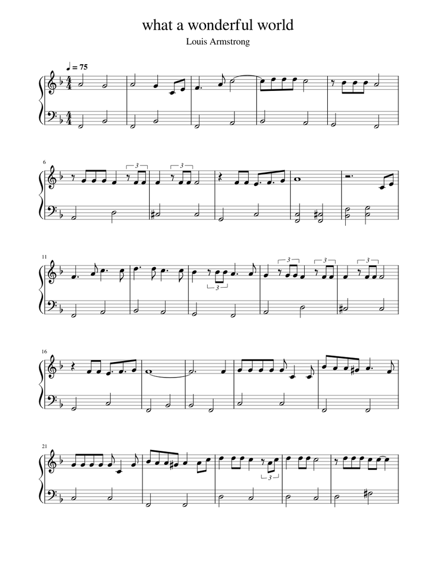 What a wonderful world – Louis Armstrong what a wonderful world Sheet ...