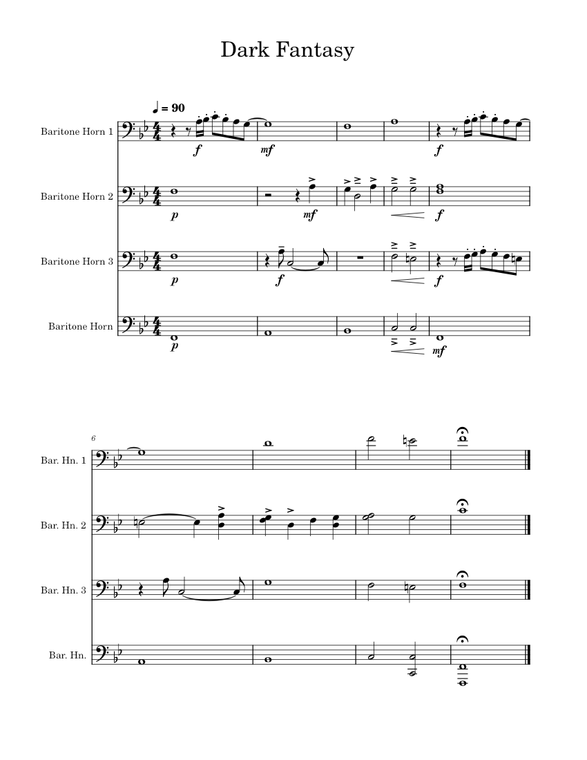 Dark Fantasy Sheet music for Baritone horn (Mixed Quartet) | Musescore.com