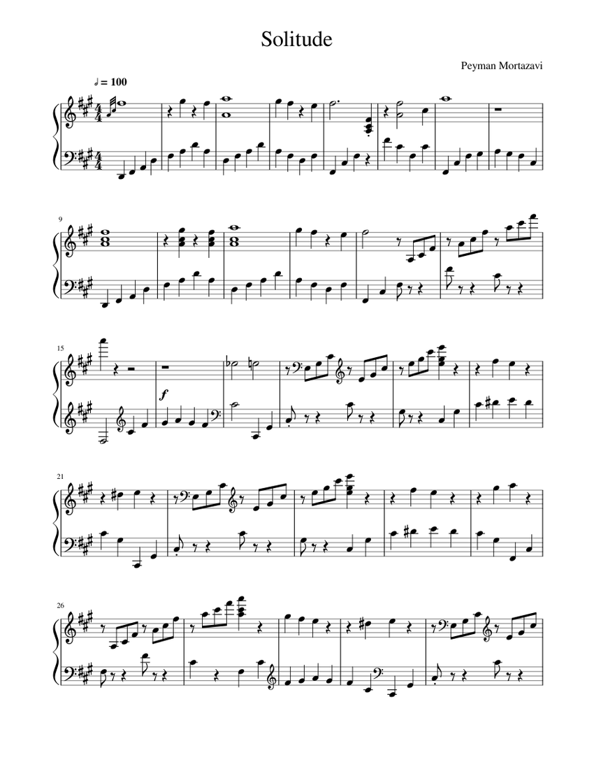 Solitude Sheet music for Piano (Solo) | Musescore.com
