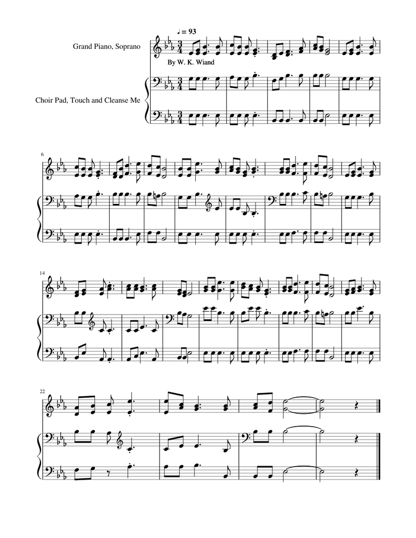 Touch and cleanse me, blessed Savior (Wiand) Sheet Music for Piano ...