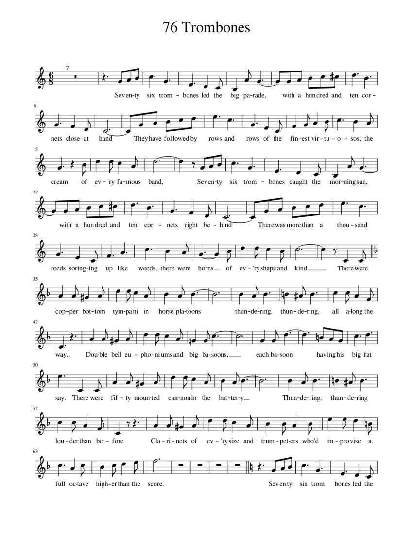 76 Trombones Sheet Music for Piano (Solo) Easy | MuseScore.com