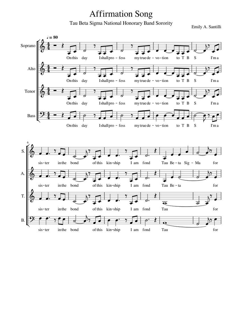 Affirmation_Song Sheet Music for Soprano, Alto, Tenor, Bass voice ...
