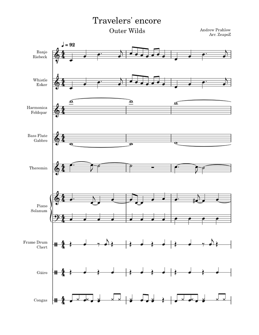 Travelers' encore - Outer Wilds Sheet music for Piano, Harmonica, Synthesizer, Flute other ...