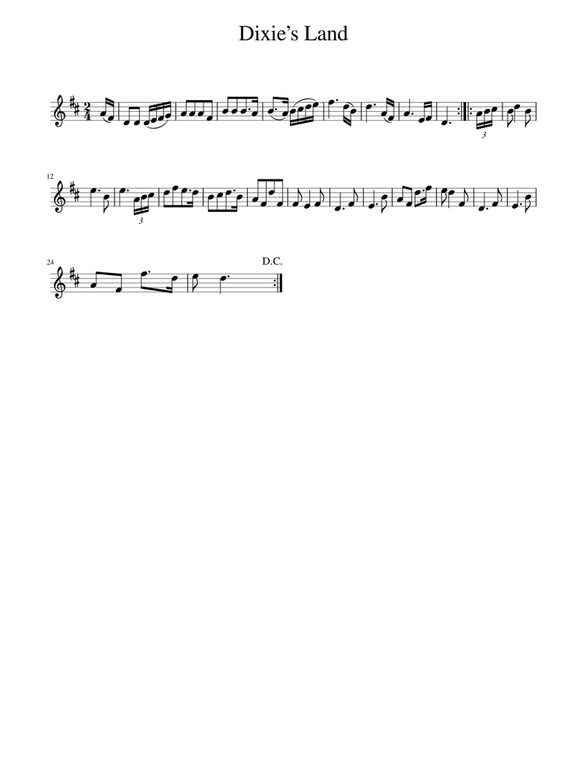 Dixie’s Land Sheet music for Piano (Solo) | Musescore.com