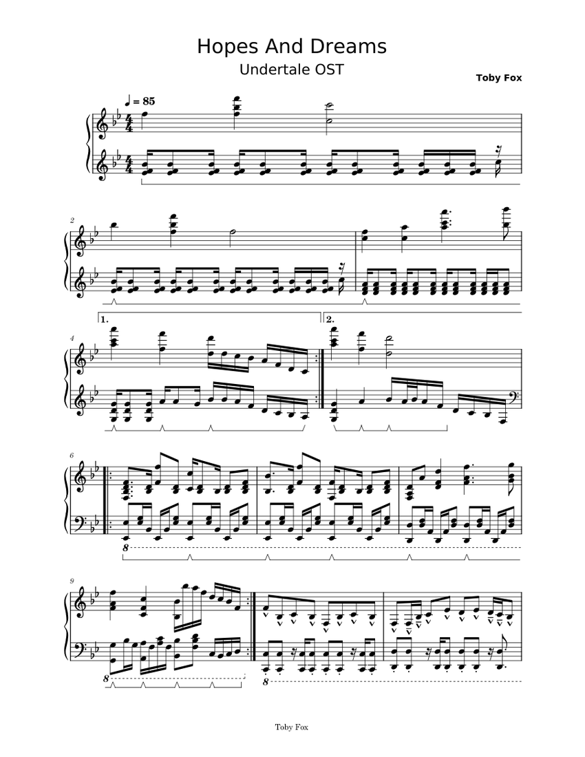 Hopes and Dreams～SAVE the World – Toby Fox (Arr. marasy) Sheet Music for Piano (Solo ...