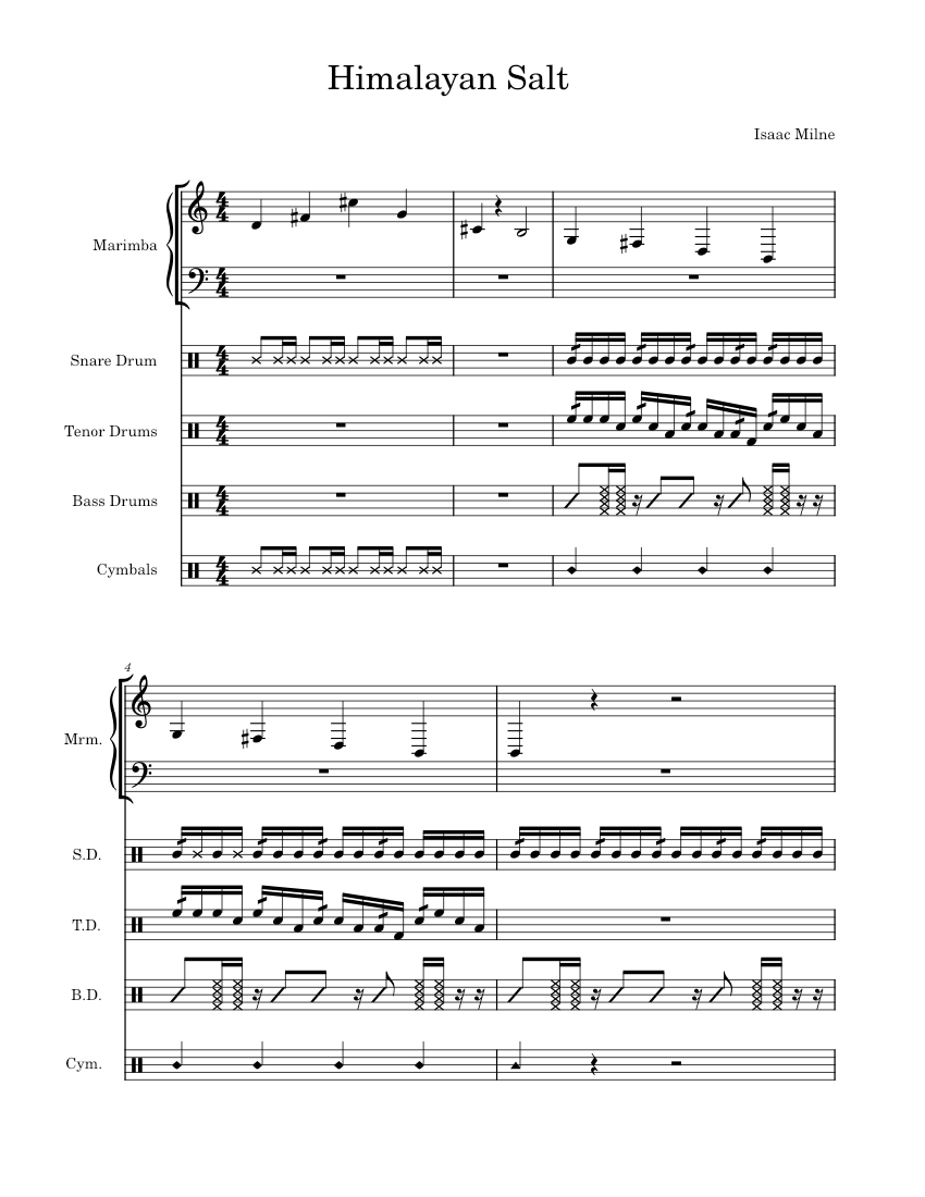 Himalayan_Salt Sheet music for Snare drum, Crash, Tenor drum, Bass drum ...