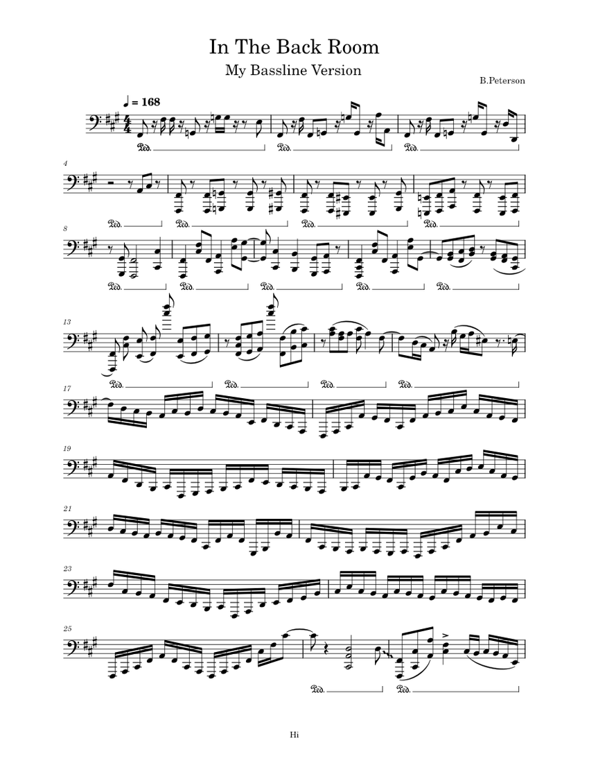In The Back Room - Bassline – syudou / B.Peterson Sheet Music for Piano ...