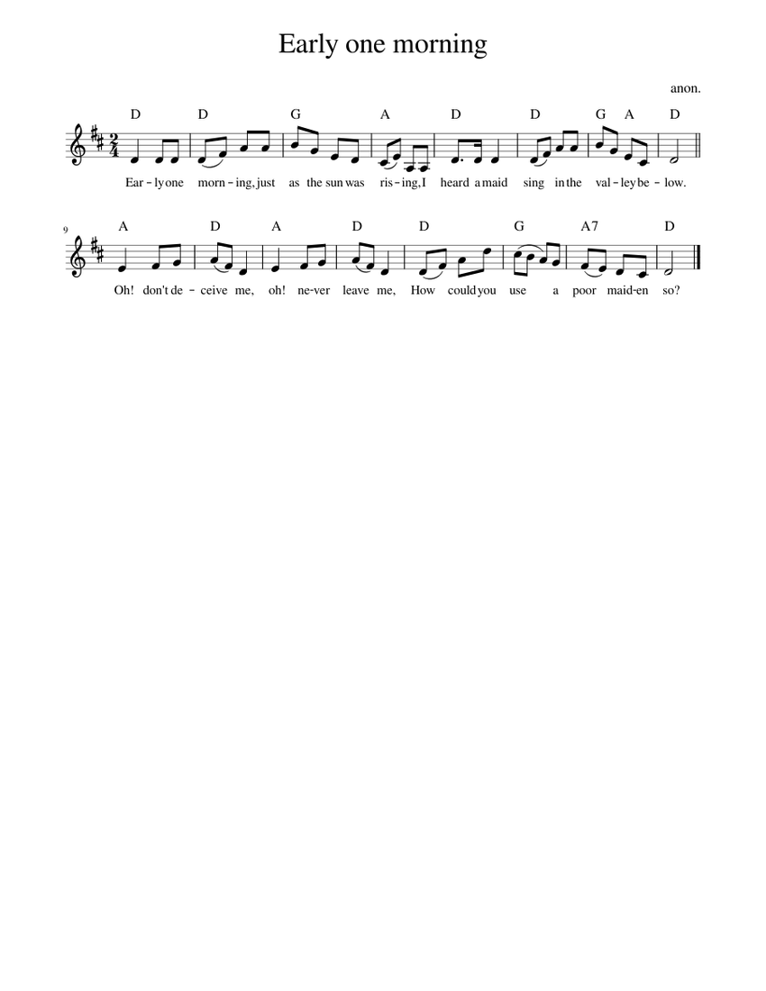 Early one morning Sheet music for Piano (Solo) Easy | Musescore.com