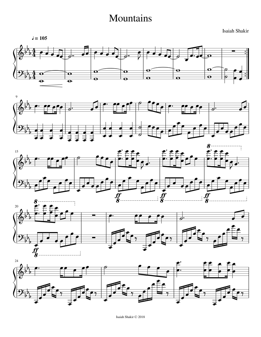 Mountains Sheet music for Piano (Solo) | Musescore.com