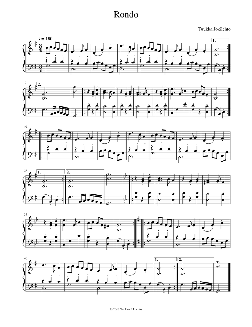 Rondo Sheet music for Piano (Solo) Easy | Musescore.com