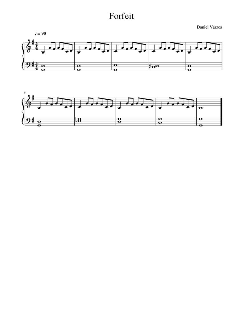 Forfeit Sheet Music for Piano (Solo) easy | MuseScore.com