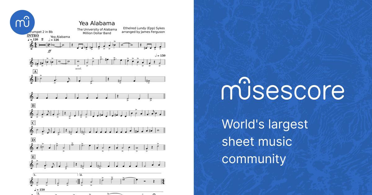 Yea Alabama - Million Dollar Band Sheet Music for Trumpet other (Solo ...
