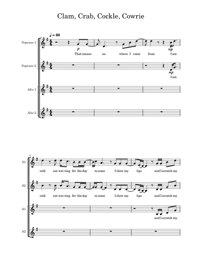 Clam, Crab, Cockle, Cowry Sheet music for Soprano, Alto (Women’s Choir ...