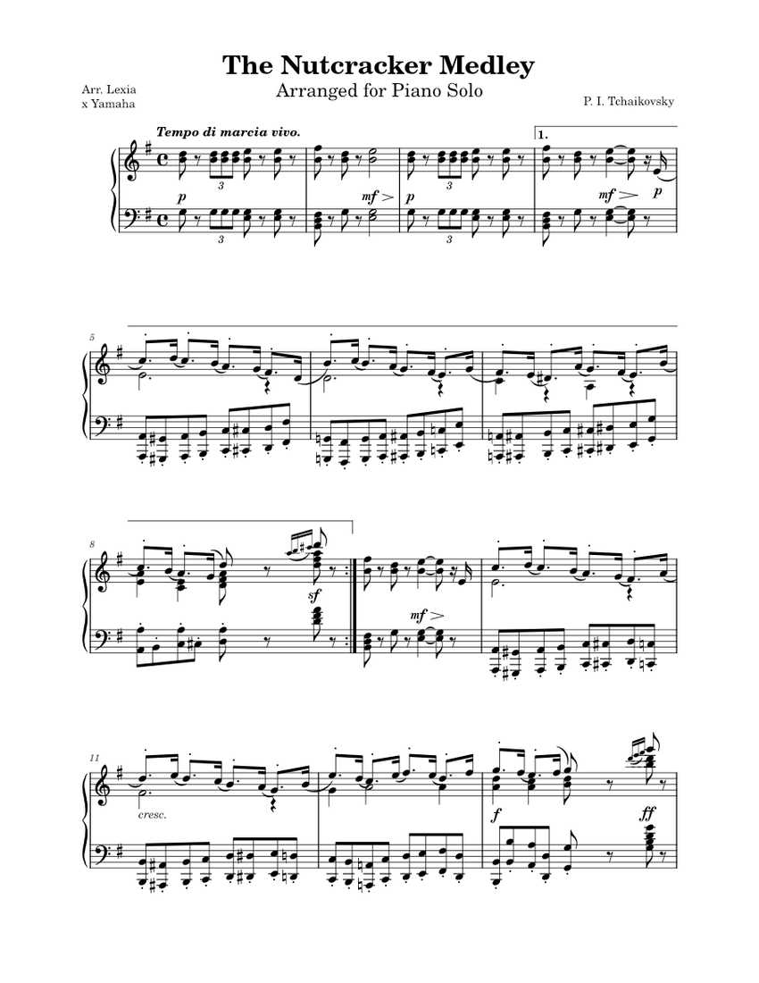 The Nutcracker Medley – Pyotr Ilyich Tchaikovsky Sheet Music for Piano ...