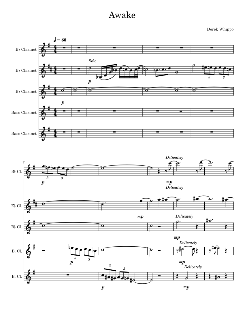 Awake Sheet music for Clarinet in e-flat, Clarinet in b-flat, Clarinet ...