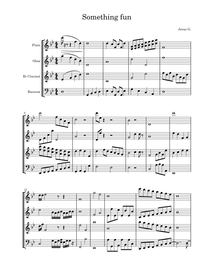 Something_Fun Sheet music for Flute, Oboe, Clarinet in b-flat, Bassoon ...