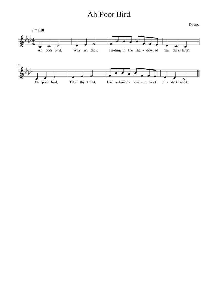 Ah Poor Bird Sheet music for Piano (SATB) | Musescore.com