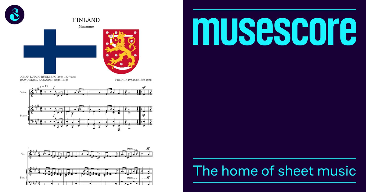 Finland National Anthem Sheet Music for Piano, Voice (other) (Piano ...