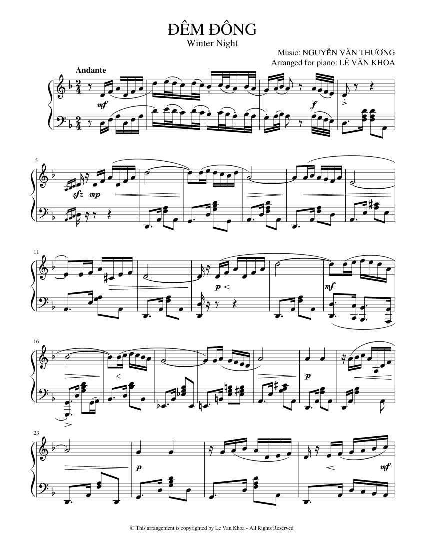Đêm Đông - NVT-LVK Sheet Music for Piano (Solo) | MuseScore.com