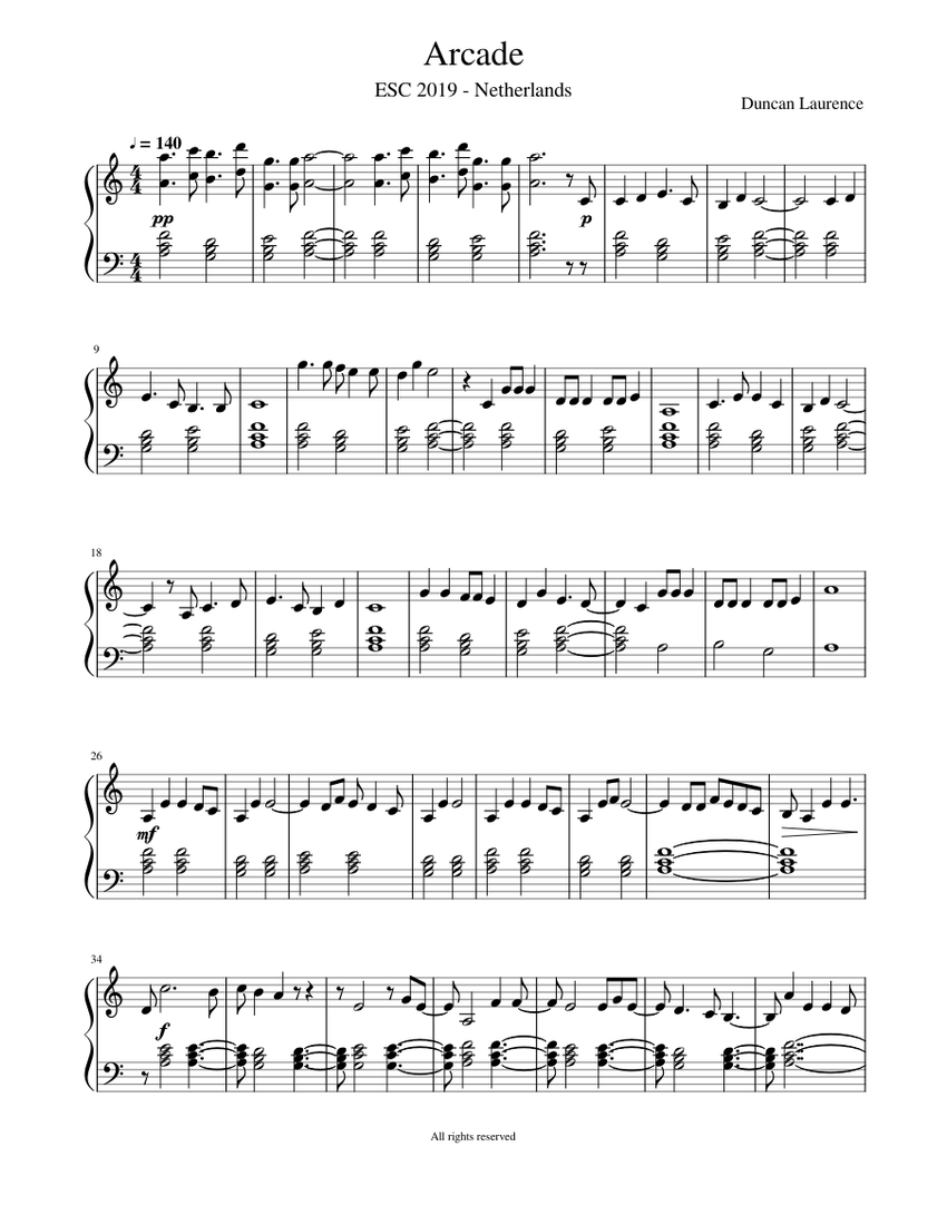 Arcade Sheet music for Piano (Solo) Easy | Musescore.com