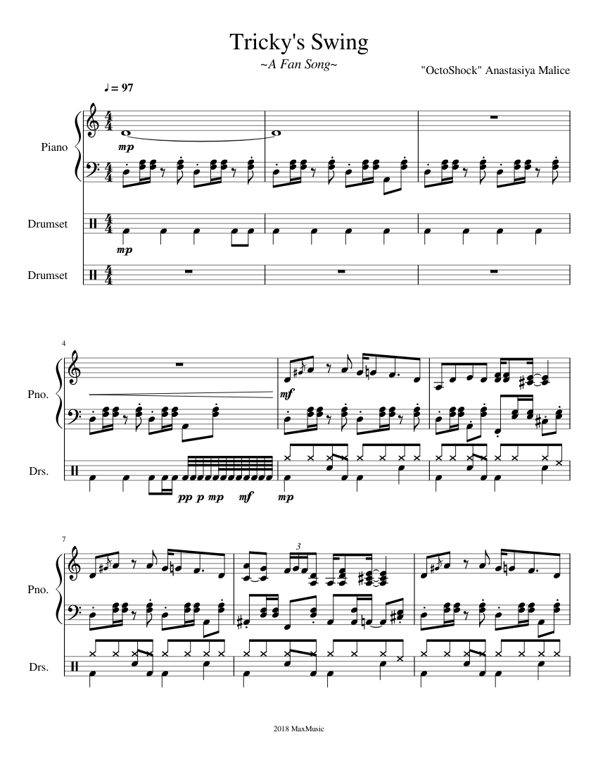 Tricky's Swing Sheet music for Piano, Drum group (Mixed Trio) | Musescore.com