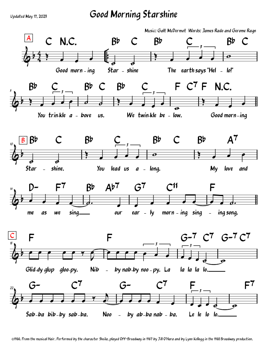 Good Morning Starshine - James Rado, Gerome Ragni, Galt McDermot (Lead ...