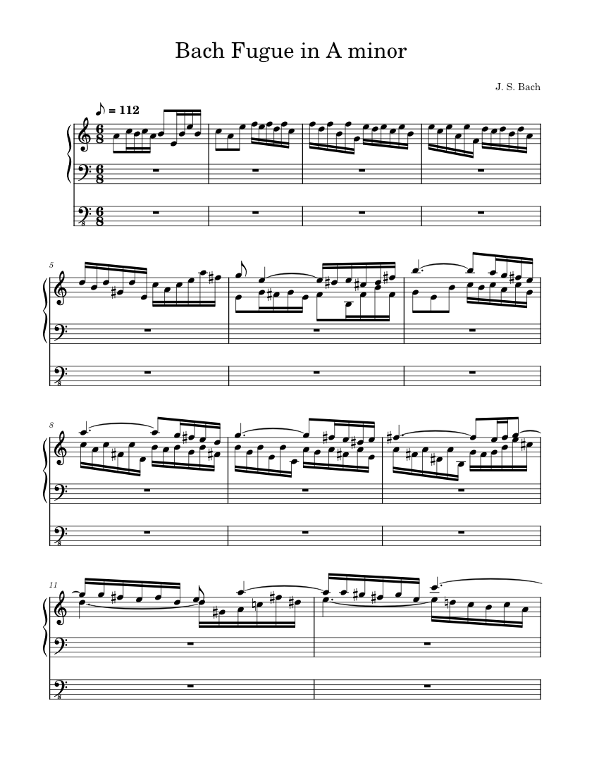 Prelude and Fugue in A minor, BWV 543 – Johann Sebastian Bach Sheet ...